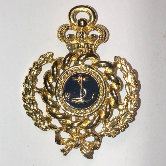 Unbranded | Jewelry | Vintage Gold Tone Blue Enamel Boho Anchor Brooch ...